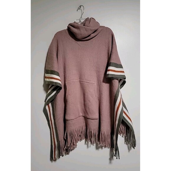 Buffalo David Bitton | Sweaters | Womens Os Buffalo Check Turtleneck Plaid Poncho Dusty Pink ...